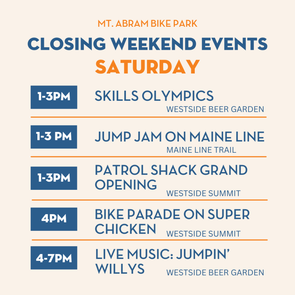 Bike Park Closing Weekend Events - Mt. Abram Greenwood ME | Skiing ...